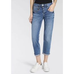 Boyfriend-Jeans Herrlicher "Shyra Tap Denim Light", Damen, Gr. 32, N-Gr, sun faded, Denim/Jeans, Obermaterial: 98% Baumwolle, 2% Elasthan, straight fit 7/8-L&auml;nge, Jeans, im Straight Fit, mit Knopfleiste