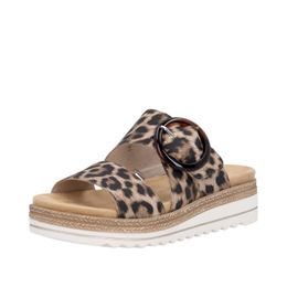 Keilpantolette Remonte, Damen, Gr. 43, leo, Lederimitat, Schuhe, Schlupfschuh, Sommerschuh mit praktischem Klettverschluss