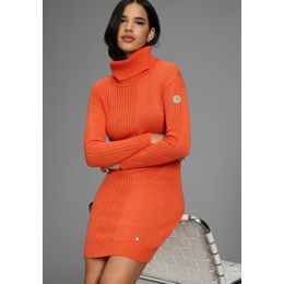 Strickkleid Kangaroos, Damen, Gr. 44/46, N-Gr, orange, Strick, Obermaterial: 60% Baumwolle, 40% Polyacryl, figurumspielend mini, Kleider Strickkleid, mit Rollkragen, Glattstrick & Rippstrick