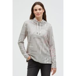 Sweater SOCCX, Damen, Gr. L, fresh grau, Sweatware, Material: 99% Polyester, 1% Elasthan, bedruckt, regular fit normal, Rundhals, eingesetzt gerader Abschluss, Sweatshirts Sweater, mit Seitenschlitze