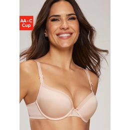 Push-up-BH s.Oliver, Damen, Gr. 80, Cup C, beige (puder), Microtouch, Obermaterial: 60% Polyamid, 35% Polyester, 5% Elasthan, Basic, BHs Push-up-BH, mit B&uuml;gel und herausnehmbaren Kissen, Basic Dessous