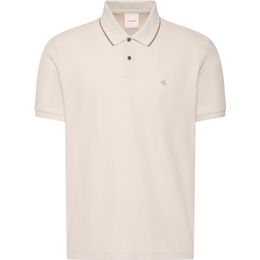 Poloshirt Calvin Klein "SS RFND PQ TPPD CLSS", Herren, Gr. L, oatmeal, Piqu&eacute;, Obermaterial: 100% Baumwolle, regular fit normal, Rundhals, eingesetzt angesetztes B&uuml;ndchen, Shirts, Mit Rundhalsausschnitt