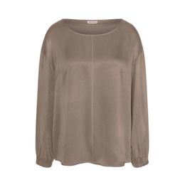 Shirtbluse Alba Moda "Bluse Bluse", Damen, Gr. 42, beige (taupe), Obermaterial: 53% Cupro CUP. 47% Viskose CV., Modern, figurumspielend, Blusen