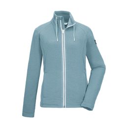 Strickjacke Killtec "KOS 12 WMN FLX JCKT", Herren, Gr. 44, ocean, Obermaterial: 100% Polyester, Strickjacken Strickjacke, Elastische Damenjacke, gestreift, mit Kinnschutz und Taschen