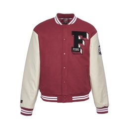 Bomberjacke Fubu "Fubu Herren FM233-009-1 Fubu College Varsity Jacket", Herren, Gr. L, dunkelrot, creme, schwarz, 70% Polyester, 30% Wolle, mehrfarbig, normal, amerikanischer Ausschnitt, Jacken Bomberjacke