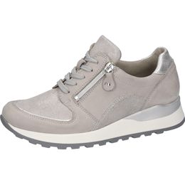 Waldl&auml;ufer Keilsneaker WALDL&Auml;UFER "HIROKO-SOFT", Damen, Gr. 4,5 (37,5), hellgrau, silberfarben, Nappaleder, Nubukleder, Textil, Veloursleder, Schuhe Sneaker, Orthotritt Ausstattung, H-Weite, Freizeitschuh, Halbschuh, Schn&uuml;rschuh