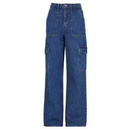 Stoffhose 2Y STUDIOS "2Y Studios 2Y Lona Cargo Jeans", Damen, Gr. 25, Normalgr&ouml;&szlig;en, midblau, 100% Baumwolle, unifarben, normal, Hosen Stoffhose