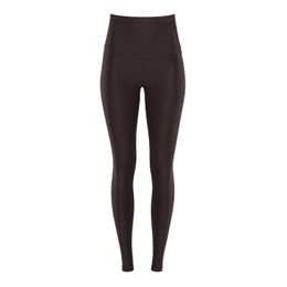 Leggings WINSHAPE "Functional Comfort HWL117C", Damen, Gr. M, Normalgr&ouml;&szlig;en, espresso, 85% Polyester, 15% Elasthan, Hosen Leggings, mit V-Shape Applikation und Core-Bund