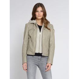 Lederjacke Maze "Mico", Damen, Gr. S, wei&szlig; (schwarz cloud), Obermaterial: 100% Lammleder. Innenfutter: 100% Polyester. Kapuze: 55% Baumwolle, 45% Polyester, Jacken