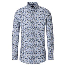 Businesshemd Venti "Venti Businesshemd Print", Herren, Gr. 38, Normalgr&ouml;&szlig;en, blau, 100% Baumwolle, bedruckt, schmal, Hemden