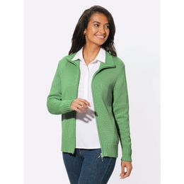 Strickjacke Casual Looks, Damen, Gr. 40, gr&uuml;n (apfel), 50% Baumwolle, 50% Polyacryl, unifarben, figurumspielend, Strickjacken Strickjacke