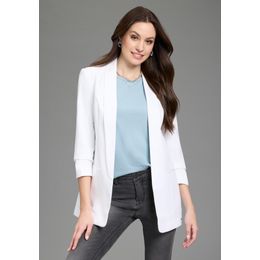 Longblazer Laura Scott, Damen, Gr. 42, wei&szlig;, Web, Obermaterial: 90% Polyester, 10% Elasthan. Futter: 100% Polyester, figurbetont h&uuml;ftbedeckend, Blazer Longblazer, mit gerafften &Auml;rmeln, Topseller