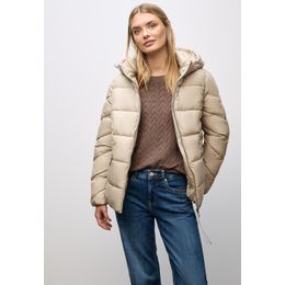 Steppjacke Street One, Damen, Gr. 44, smooth champagne, Stoff, Obermaterial: 100% Polyester; Futter: 100% Polyester, unifarben, normal kurz, ohne Ausschnitt, B&uuml;ndchen, Jacken Steppjacke, mit Kapuze