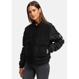 Bomberjacke Navahoo "Willstehaben 14", Damen, Gr. M (38), schwarz, Obermaterial 1: 90% Polyacryl, 8% Viskose, 2% Elasthan. Obermaterial 2: 100% Nylon. Innenfutter: 100% Polyester. Wattierung: 100% Polyester. &Auml;rmelfutter: 100% Polyester, gerade h&uuml;ftlang, Rundhals, weit Rippstrickb&uuml;ndchen, Jacken Bomberjacke, angesagte Collegejacke mit &Auml;rmeltasche