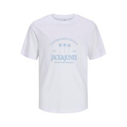 Jack & Jones T-Shirt JACK & JONES JUNIOR "JORNANTUCKET TEE SS CN FST JNR", Jungen, Gr. 140, hellwei&szlig;, Single Jersey, Obermaterial: 100% Baumwolle, bedruckt, regular fit normal, Rundhals, Shirts T-Shirt