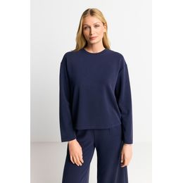 Sweatshirt RICHROYAL "2409 T Peach Crew", Damen, Gr. M, blau (midnight blau), Sweatware, Obermaterial: 52% Modal, 42% Polyester, 6% Elasthan, Rundhals, Sweatshirts Sweatshirt, &uuml;berschnittene Schultern, softer Griff, Rundhals
