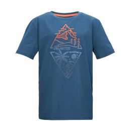 T-Shirt Killtec "KOS 137 BYS TSHRT", Jungen, Gr. 128, blau, Obermaterial: 65% Polyester, 30% Baumwolle, 5% Elasthan, Rundhals, Shirts T-Shirt, Trendiges Funktions-T-Shirt mit Farbverlauf-Druck