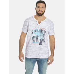 T-Shirt Jan Vanderstorm "T-Shirt BALTFRIED", Herren, Gr. L, grau (hellgrau melange), Obermaterial: 95% Baumwolle CO. 5% Polyester COOLMAX PES(Coolmax)., Shirts T-Shirt