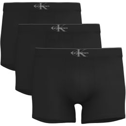 Trunk "Trunk 3PK", Herren, Gr. 4XL (60), schwarz, schwarz, schwarz, Jersey, Obermaterial: 95% Baumwolle, 5% Elasthan, Calvin Klein Underwear, unifarben, k&ouml;rpernah, Unterhosen, K&ouml;rpernahe Passform mit elastischem Bund