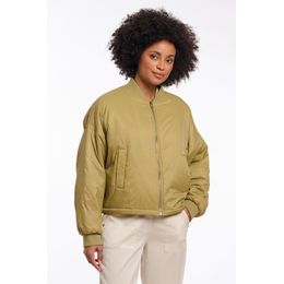Rino & Pelle Bomberjacke RINO & PELLE "HIRA", Damen, Gr. 38, golden olive, Web, Obermaterial: 100% Polyamid. Futter: 100% Polyester, unifarben, l&auml;ssig geschnitten h&uuml;ftlang, V-Ausschnitt, Flachstrickb&uuml;ndchen, Jacken Bomberjacke, kurz, mit Stehkragen und Rei&szlig;verschluss