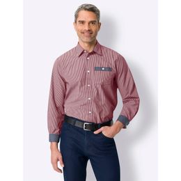 Karohemd CLASSIC, Herren, Gr. 45/46, Normalgr&ouml;&szlig;en, wei&szlig; (dunkelrot, wei&szlig;, kariert), 50% Baumwolle, 50% Polyester, gemustert, kariert, mehrfarbig, gerade, Hemden Karohemd
