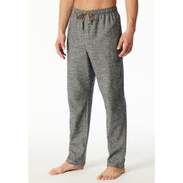 Pyjamahose Schiesser "Mix + Relax", Herren, Gr. 56, N-Gr, dunkelgrau, meliert, Flanell, Obermaterial: 95% Baumwolle, 5% Elasthan, bequem lang, Hosen Pyjamahose, verdeckte Knopfleiste, seitliche Taschen, w&auml;rmend, Flanell