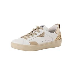 Sneaker Tamaris "Tamaris Sneaker Leder", Damen, Gr. 37, wei&szlig;, gold, Leder, Schuhe Sneaker