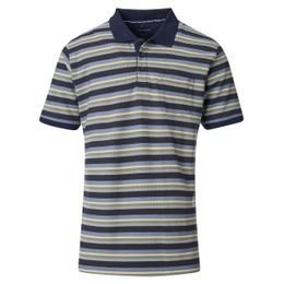 Poloshirt Casamoda "Casamoda Polo-Shirt gestreift", Herren, Gr. L, blau, 50% Baumwolle, 50% Polyester, Shirts
