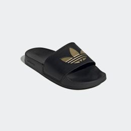 Badesandale adidas originals "LITE ADILETTE", Damen, Gr. 40,5, schwarz (core schwarz, core schwarz, matte gold), Synthetik, Schuhe, Badelatschen
