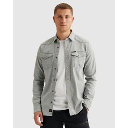 PME-Legend Jeanshemd PME LEGEND "Denim Shirts Sunset Greyblue Shade", Herren, Gr. 3XL, N-Gr, steel grau stretch, Denim/Jeans, Obermaterial: 75% Baumwolle, 24% Polyester, 1% Elasthan, unifarben, regular fit h&uuml;ftbedeckend, 2-Knopf-Manschette, Hemden Jeanshemd, mit Druckknopfleiste