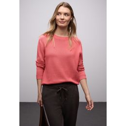 Strickpullover Street One, Damen, Gr. 38, striking coral, Strick, Obermaterial: 100% Baumwolle, unifarben, normal h&uuml;ftbedeckend, Rundhals, Flachstrickb&uuml;ndchen, Pullover Strickpullover, mit Rundhals