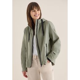 Kurzjacke Cecil, Damen, Gr. XL (44), chlorella gr&uuml;n, Stoff, Obermaterial: 55% Polyester, 33% Baumwolle, 12% Nylon; Futter: 100% Polyester, unifarben, comfort fit normal, ohne Ausschnitt, Rippb&uuml;ndchen, Jacken Kurzjacke, im Hoodie-Style