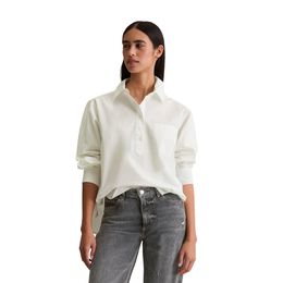 Marc O'Polo Langarmbluse MARC O'POLO DENIM "aus softem Popeline", Damen, Gr. XS, silky wei&szlig;, Obermaterial: 100% Baumwolle, unifarben, relaxed fit normal, Manschette, Blusen