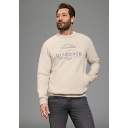MAN'S WORLD Sweatshirt MAN'S WORLD, Herren, Gr. XL (56/58), beige, angeraute Sweatware, Obermaterial: 60% Baumwolle, 40% Polyester, bedruckt, normal, Rundhals, angesetztes B&uuml;ndchen, Sweatshirts Sweatshirt, mit Eingrifftaschen, Rundhalsausschnitt, Langarm-Design