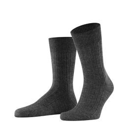 Socken Falke "Teppich im Schuh", Damen, Gr. 45-46, grau (dunkelgrau), Merinowolle, Polyamid, unifarben, Socken Socken, mit Pl&uuml;schsohle atmungsaktiv, klimaregulierend, geruchshemmend