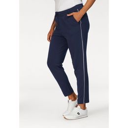 Jogger Pants Kangaroos, Damen, Gr. 48, N-Gr, blau (marine), Sweatware, Obermaterial: 95% Baumwolle, 5% Elasthan, kontrastfarbene Details, unifarben, bequem kn&ouml;chellang, Hosen, mit seitlichem Kontraststreifen
