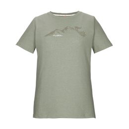 T-Shirt Killtec "KOS 194 WMN TSHRT", Damen, Gr. 42, helloliv, Obermaterial: 65% Polyester, 30% Baumwolle, 5% Elasthan, Rundhals, Shirts T-Shirt, Vielseitiges Damen T-Shirt mit Melange-Optik und Bergprint
