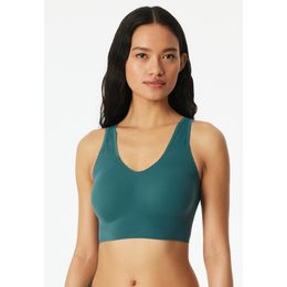 Bustier Schiesser "Invisible Soft Lace", Damen, Gr. 42, N-Gr, 700, gr&uuml;n, Single Jersey, Obermaterial: 75% Polyamid, 25% Elasthan, BHs Bustier, herausnehmbare Pads, Spitzeneinsatz, V-Ausschnitt