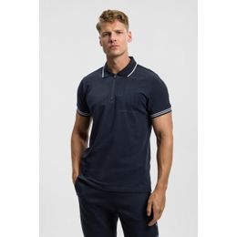 Poloshirt CAMP DAVID, Herren, Gr. S, blau, Single Jersey, Material: 95% Baumwolle, 5% Elasthan, bedruckt, regular fit normal, hoch geschlossener Ausschnitt, eingesetzt B&uuml;ndchen, Shirts, mit reflektierenden Details