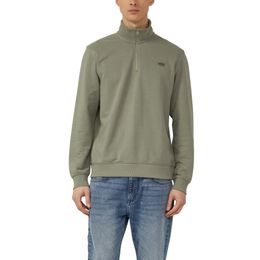 Sweater s.Oliver, Herren, Gr. 3XL, khaki, Sweatware, Obermaterial: 70% Baumwolle, 30% Polyester, unifarben, normal h&uuml;ftbedeckend, Rundhals, B&uuml;ndchen, Sweatshirts Sweater, mit Troyer-Kragen