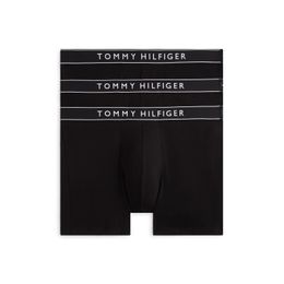Boxer, Herren, Gr. L (52), 3 Stk., schwarz, Webqualit&auml;t, Obermaterial: 95% Baumwolle, 5% Elasthan, Tommy Hilfiger Underwear, unifarben, figurbetont, Unterhosen, 3er Pack, mit Stretch