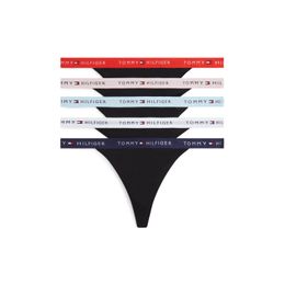 Tanga, Damen, Gr. L (40), 5 Stk., schwarz, Webqualit&auml;t, Obermaterial: 95% Baumwolle, 5% Elasthan, Tommy Hilfiger Underwear, unifarben, k&ouml;rpernah, Unterhosen Tanga, K&ouml;rpernahe Passform mit elastischem Bund