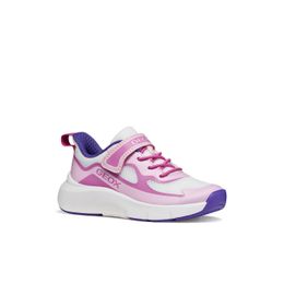 Sneaker Geox "J PRO-RAN GIRL", Damen, Gr. 38, pink, wei&szlig;, Synthetik, Textil, Mesh, kontrastfarbene Details, Schuhe Sneaker, Slipper mit Klettverschluss, Gr&ouml;&szlig;enschablone zum Download