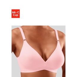 Bralette-BH Petite Fleur, Damen, Gr. 70, Cup A, rosa (2xwei&szlig;, 1xrosa), Jersey, Obermaterial: 75% Baumwolle, 15% Elasthan, 10% Polyester, BHs BH BH-Set Triangel-BH T-Shirt-BH B&uuml;gelloser-BH, ohne B&uuml;gel im Triangel-Schnitt aus Baumwolle