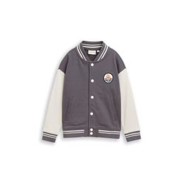 Sweatjacke Tom Tailor, Jungen, Gr. 116/122, schwarz urban grau, Sweatware, Obermaterial: 100% Baumwolle, kontrastfarbene Details, unifarben, regular fit normal, ohne Ausschnitt, Rippb&uuml;ndchen, Sweatjacken Sweatjacke, mit Stickerei