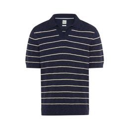 Rundhalspullover Brax "Style PASCAL", Herren, Gr. L (52), navy, Strick, 41% Baumwolle, 31% Leinen, 28% Lyocell, Pullover Rundhalspullover