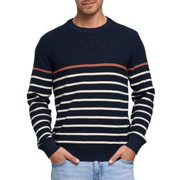 Strickpullover INDICODE "INMars", Herren, Gr. L, sky captain, Strick, Obermaterial: 100% Baumwolle, gestreift, regular fit normal, Rundhals, B&uuml;ndchen, Pullover Strickpullover