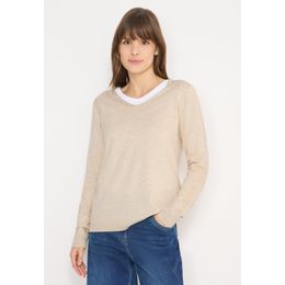 Cecil Damen Strickpulloveregg beige melange, Gr. XXL, unifarben, Web, 60% Baumwolle, 40% Viskose, Pullover, im soften Baumwoll-Mix