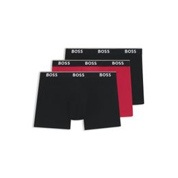 Boxershorts BOSS, Herren, Gr. M, 3 Stk., open blau 463, Jersey, Obermaterial: 95% Baumwolle, 5% Elasthan, unifarben, k&ouml;rpernah, Unterhosen, aus bequemer Stretch-Baumwolle, k&ouml;rpernah, mittlere Bundh&ouml;he