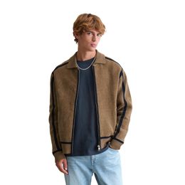 Marc O'Polo Cardigan MARC O'POLO DENIM "aus weichem Bio-Baumwoll-Chenille", Herren, Gr. L, cold taupe, Obermaterial: 88% Baumwolle, 12% Polyamid, unifarben, regular fit, Rippb&uuml;ndchen, Strickjacken